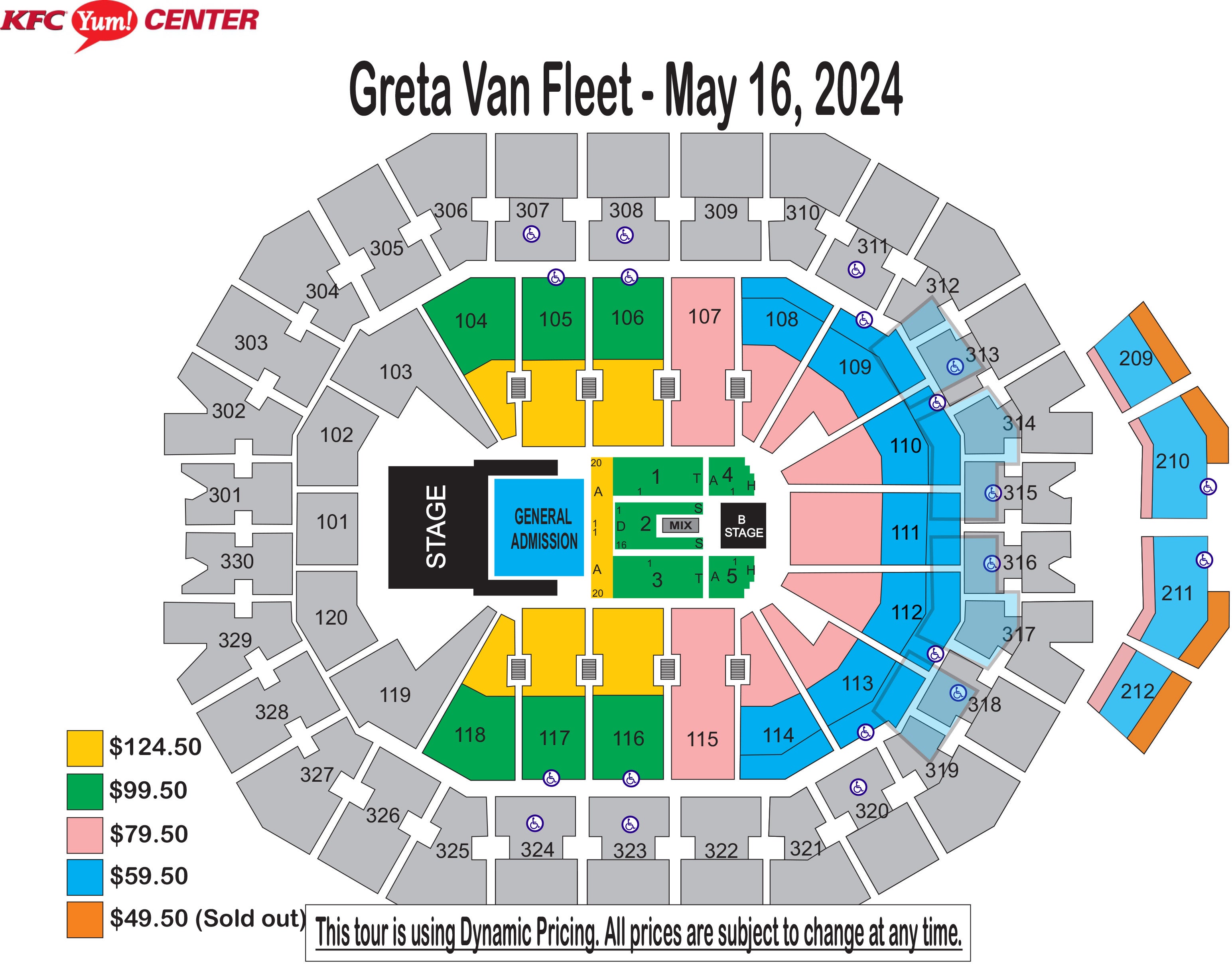 Seating Charts | KFC Yum! Center