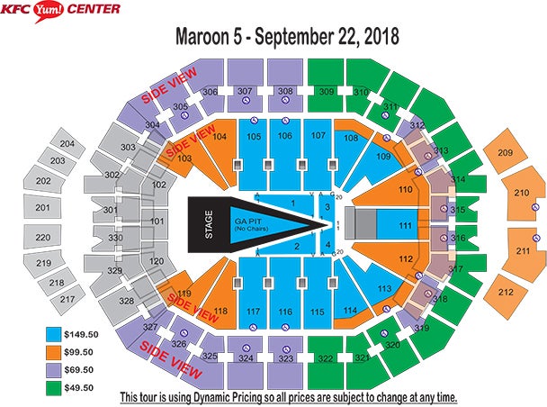 Seating Charts | KFC Yum! Center