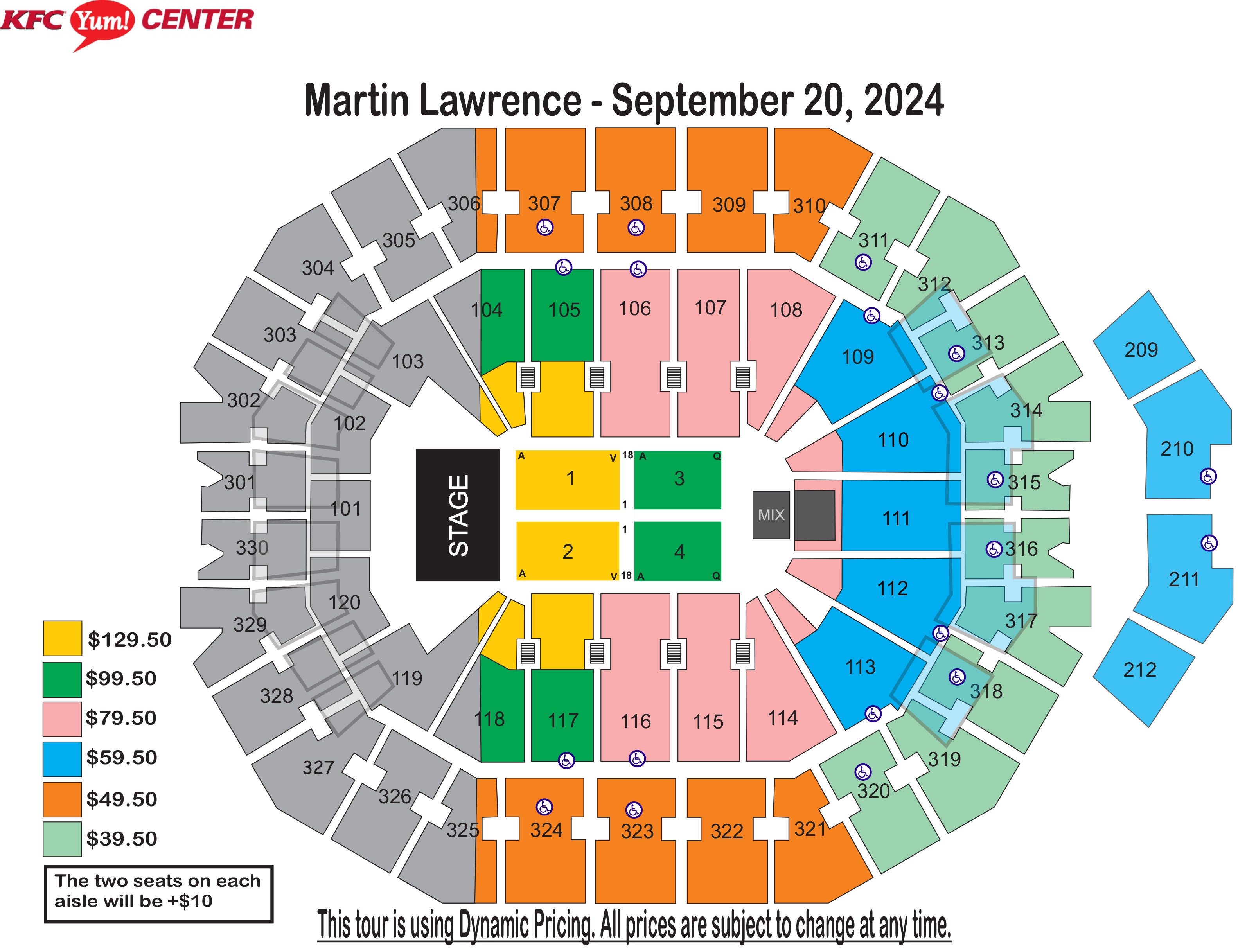 Seating Charts | KFC Yum! Center