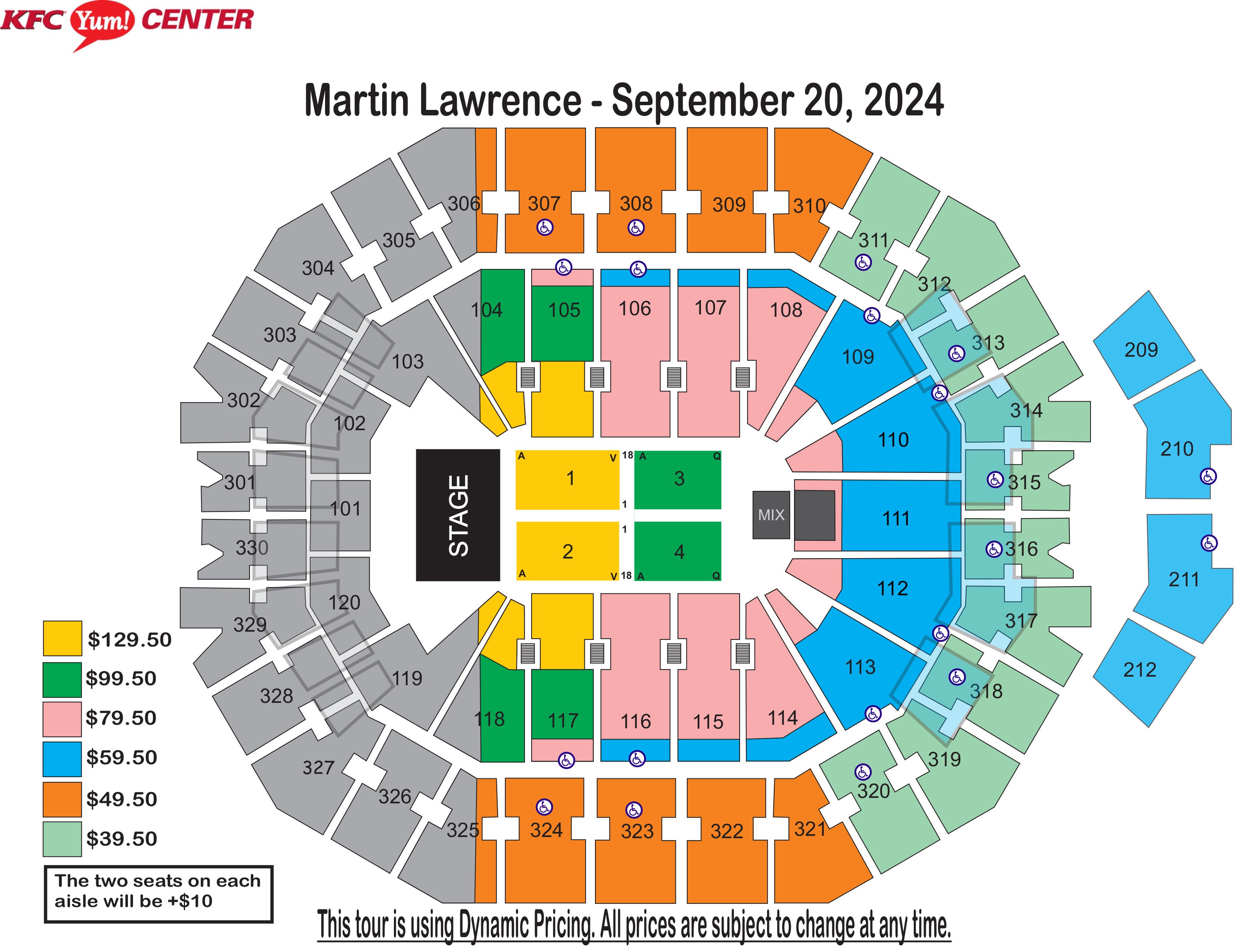 Seating Charts | KFC Yum! Center